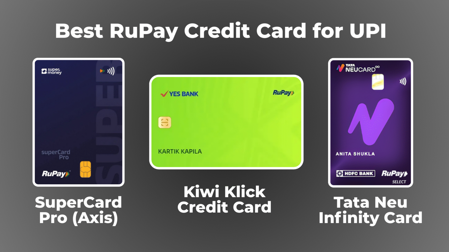 Best RuPay Credit Card for UPI | Supermoney vs Kiwi vs NeuCard - Credit ...